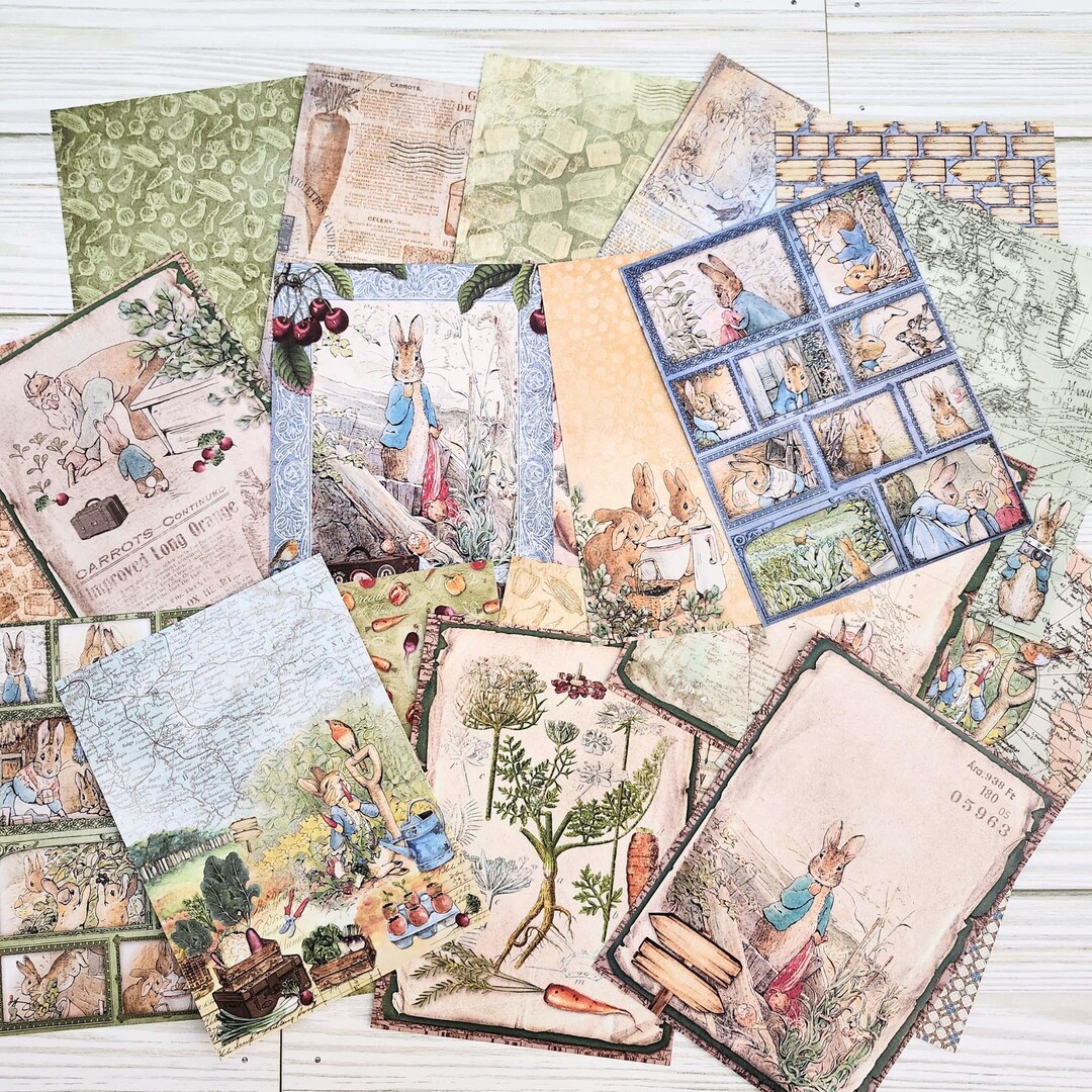 Junk Journal Paper, Scrapbook Paper, Scrapbook Kit, Peter Rabbit ...
