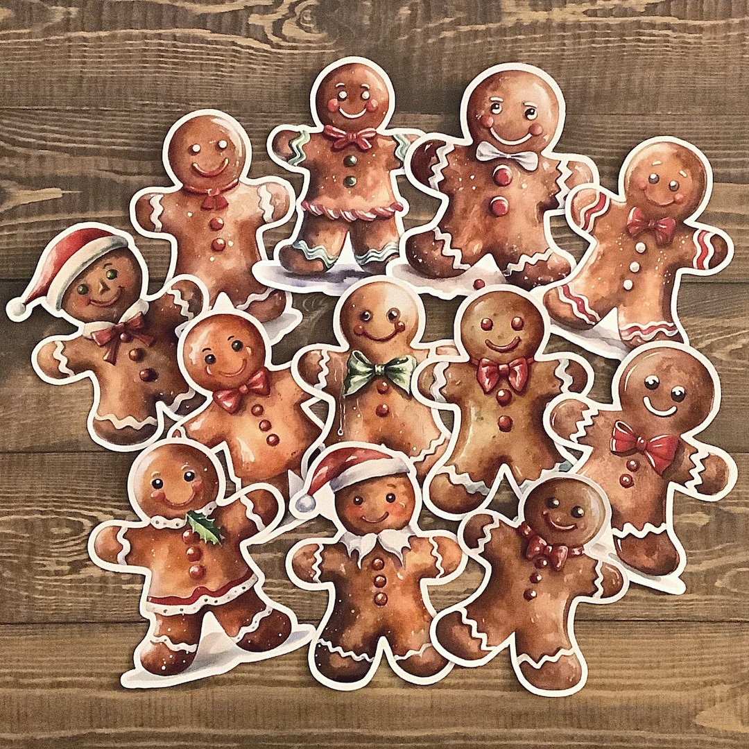 Christmas Gingerbread Sticker Pack, Junk Journal, Christmas Stickers ...