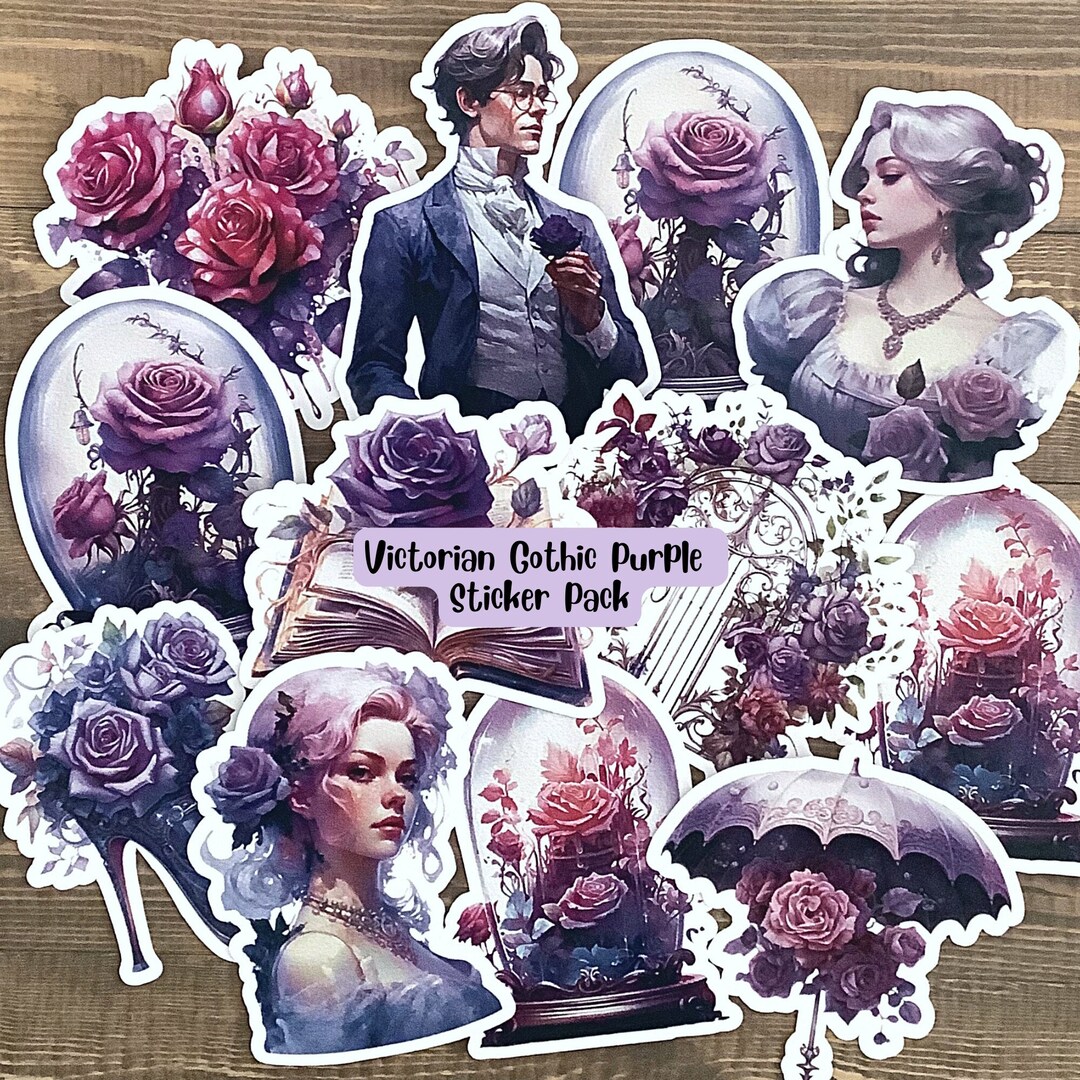 Victorian Gothic Purple Sticker Pack, Junk Journal, Gothic Stickers ...