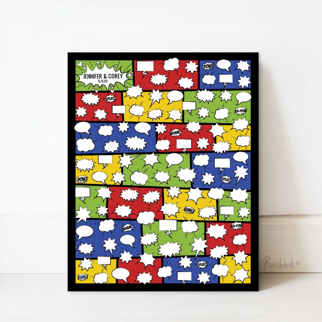 Comic Book Guest Book Alternative | Comic Page Guestbook Canvas ...