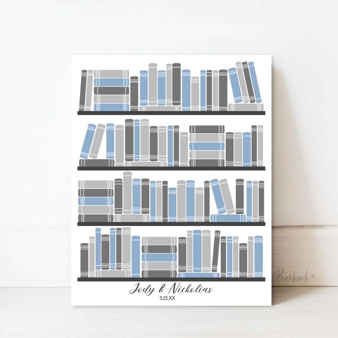 Library Books Guest Book Alternative | Library Guestbook | Book Shelf ...