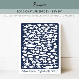 Ocean Guest Book Alternative | Fish Guestbook Canvas | Nautical Wedding ...