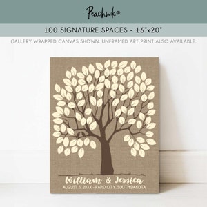 Wedding Tree Guest Book | Guestbook Alternative Canvas | Rustic Burlap ...