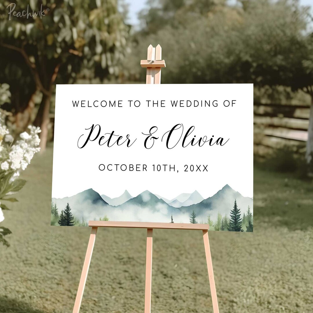 Mountains Wedding Welcome Sign - Forest Wedding Sign - Welcome to Our ...
