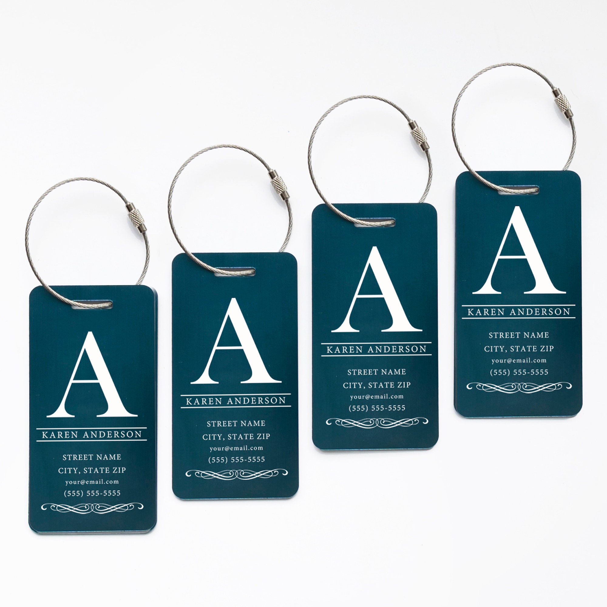 LUGGAGE TAGS PERSONALIZED Set Of 4 Anderson Design Custom Etsy
