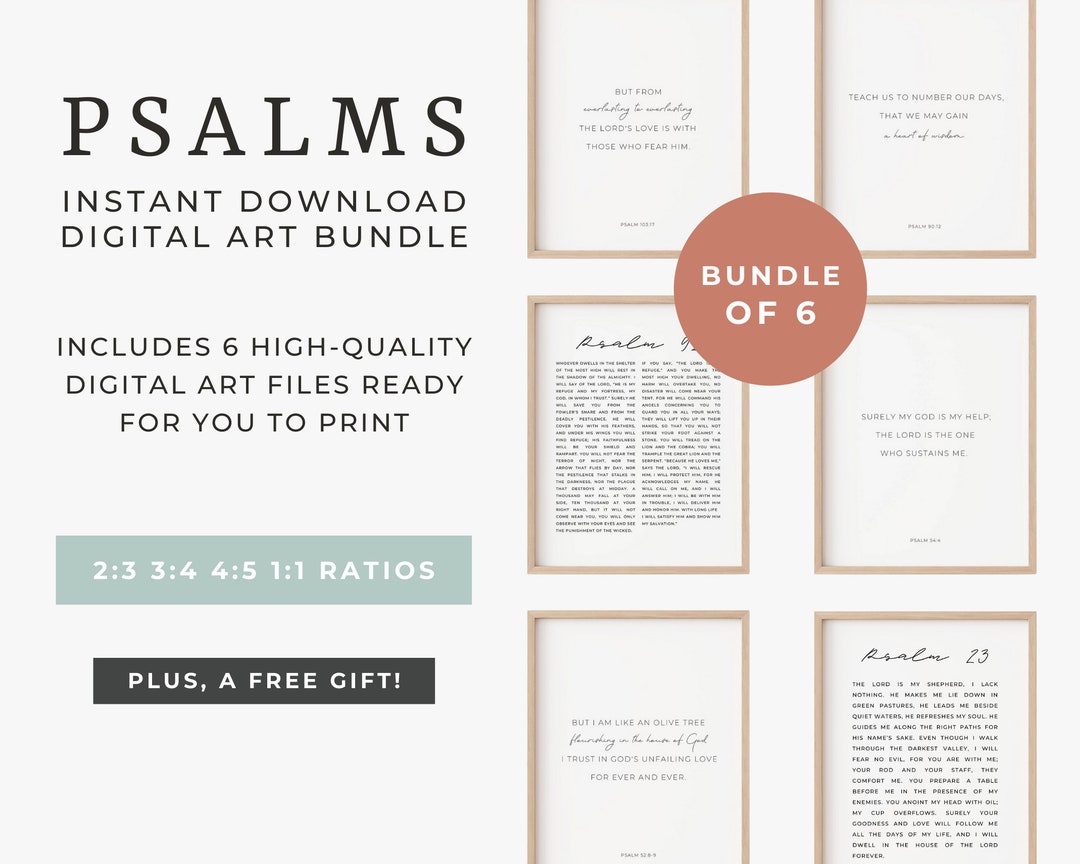 Psalms Bundle Printable Set of 6 Instant Download Scripture Wall Art ...