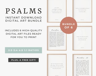Psalm Bundle, Printable Set of 6, Modern Christian Art, Biblical Wall ...