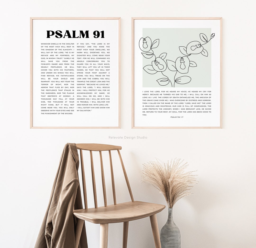 Psalm 91 Scripture Wall Art Instant Download Christian Wall Art Minimal ...