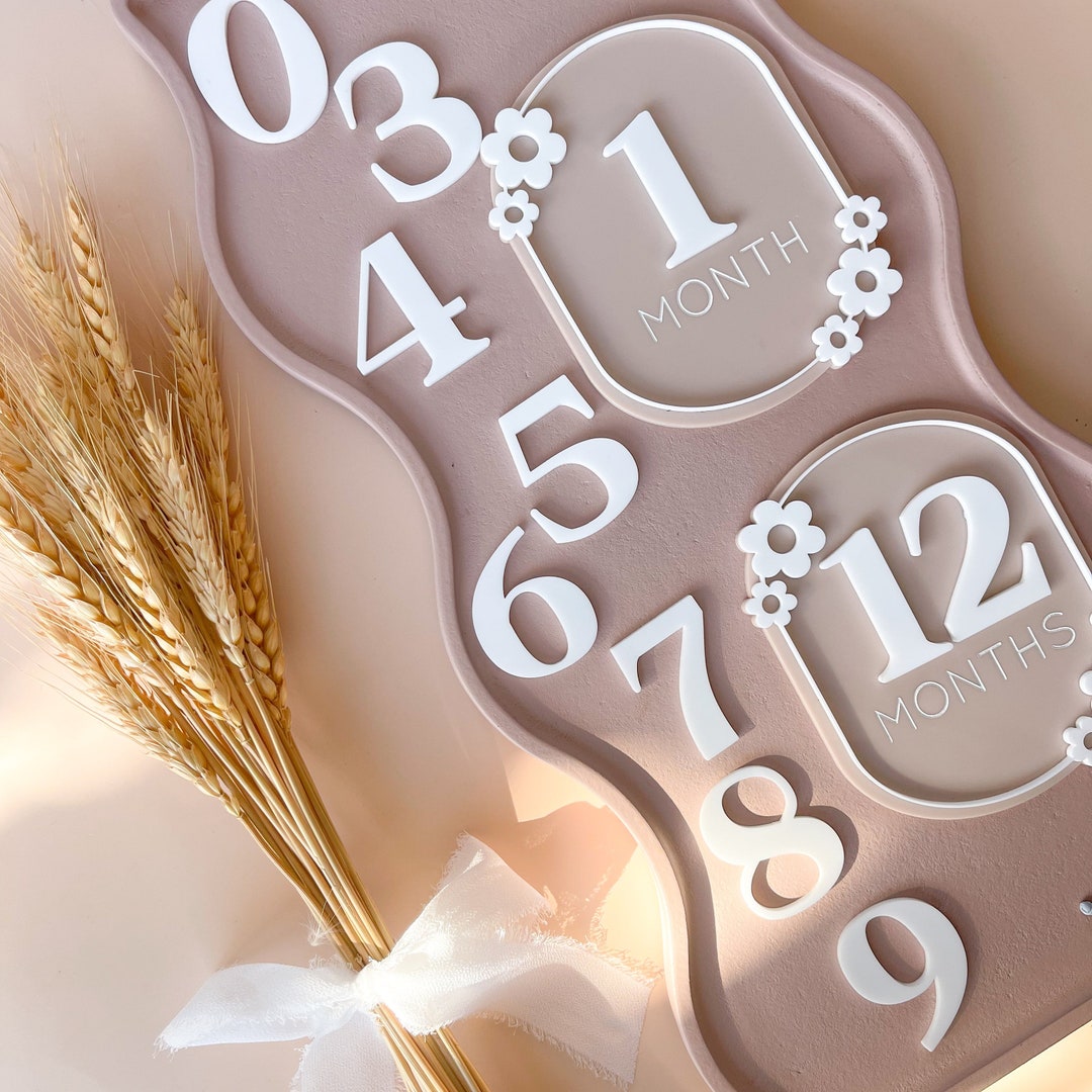 Oval Floral Border Interchangeable Milestone Set, Baby Month ...