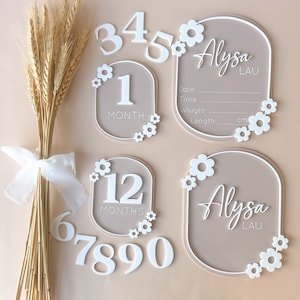 Oval Floral Border Interchangeable Milestone Set, Baby Month ...