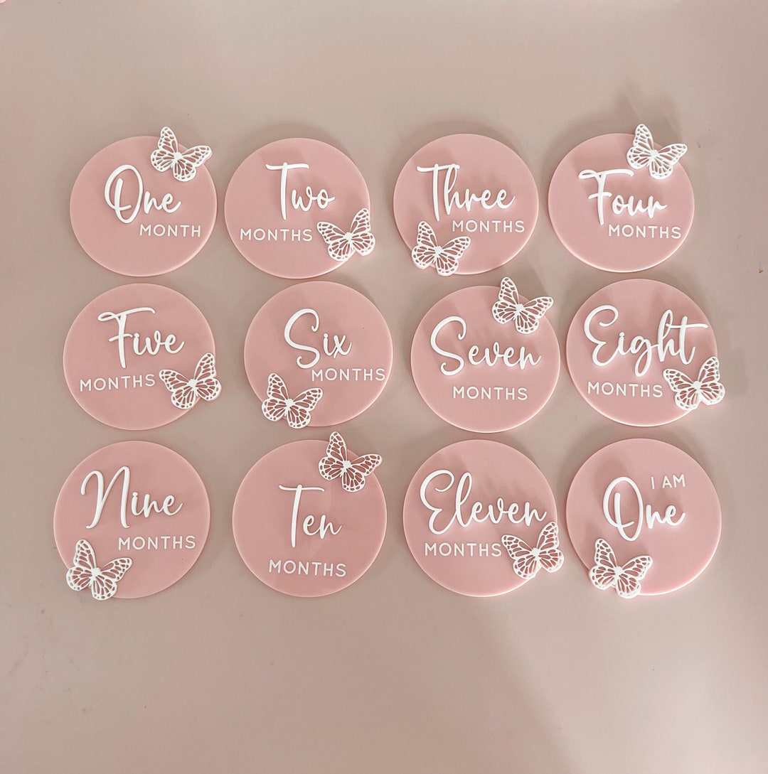 Butterfly Milestone Discs, Baby Month Achievements, Acrylic Discs, 3D ...