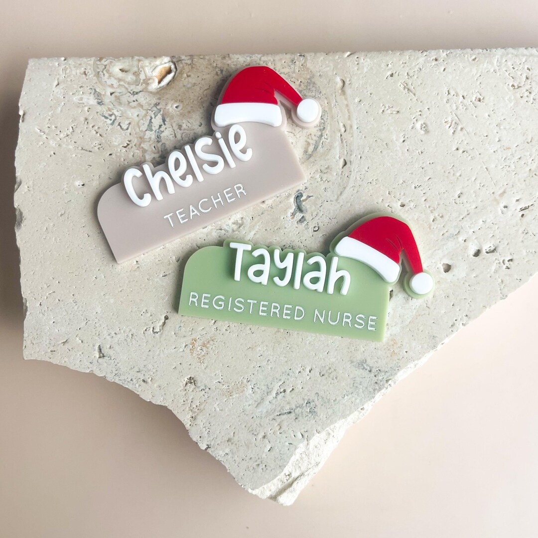 Personalised Magnetic Name Badge - Christmas Santa Hat - Etsy