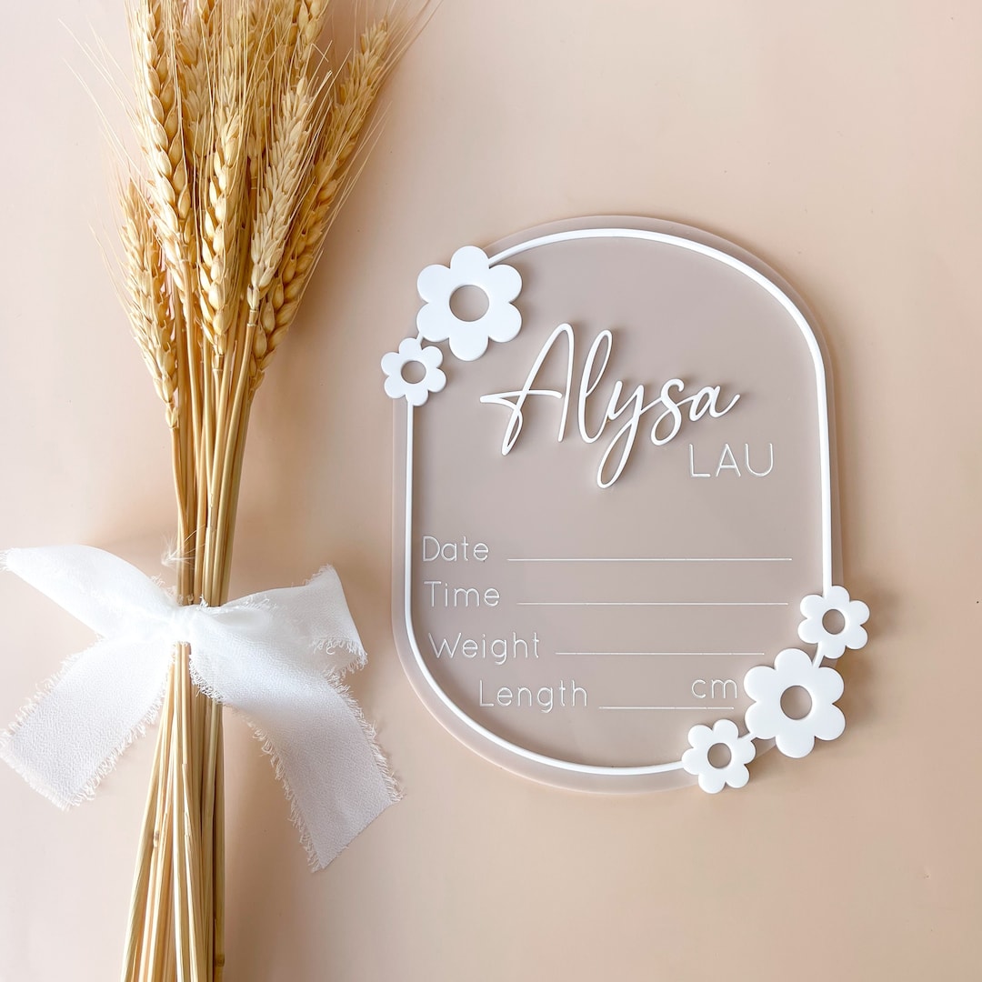 Oval Floral Border Birth Announcement & Information, Baby Plaque ...