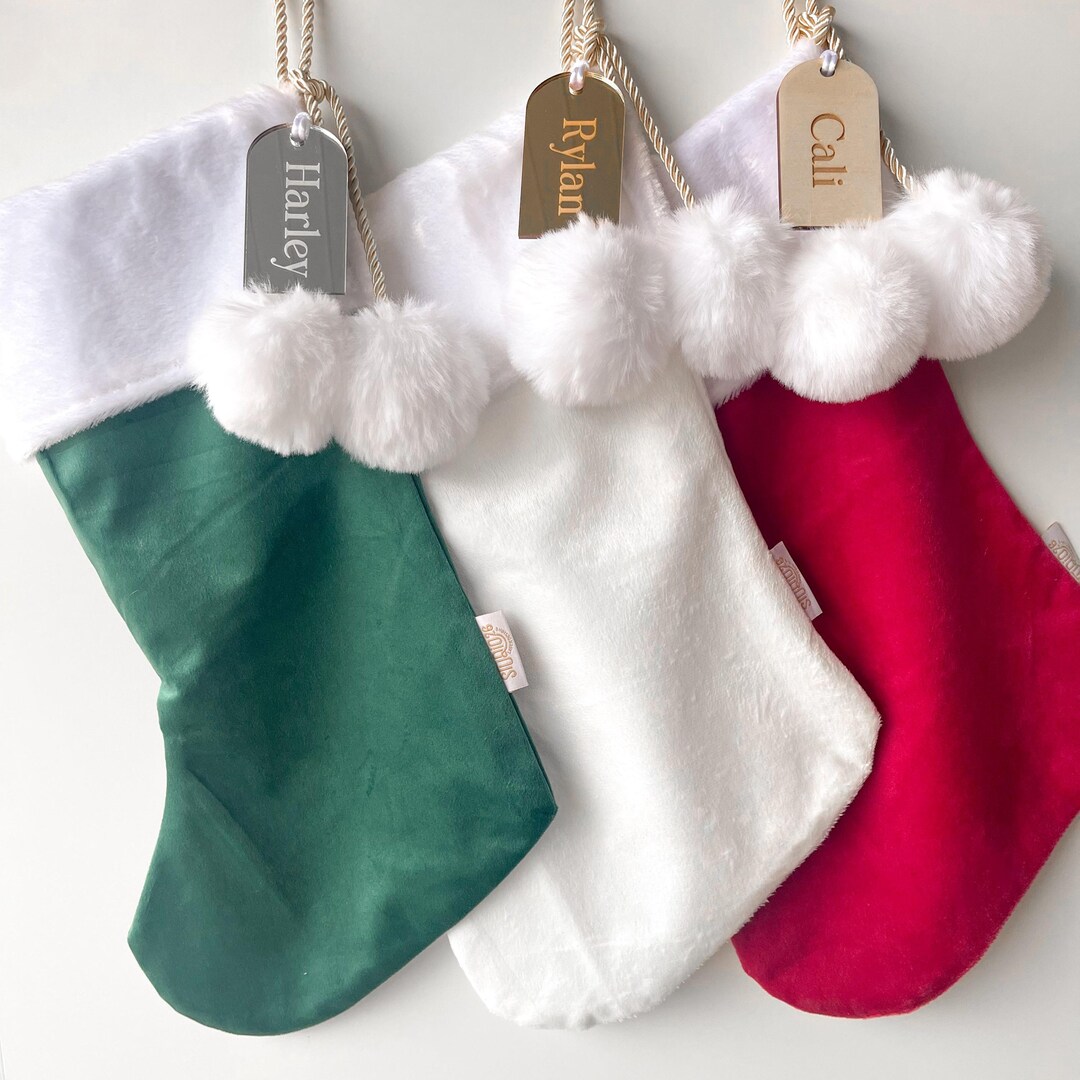 Christmas Stocking Plush Velvet, Personalised Luxe Velvet Santa ...