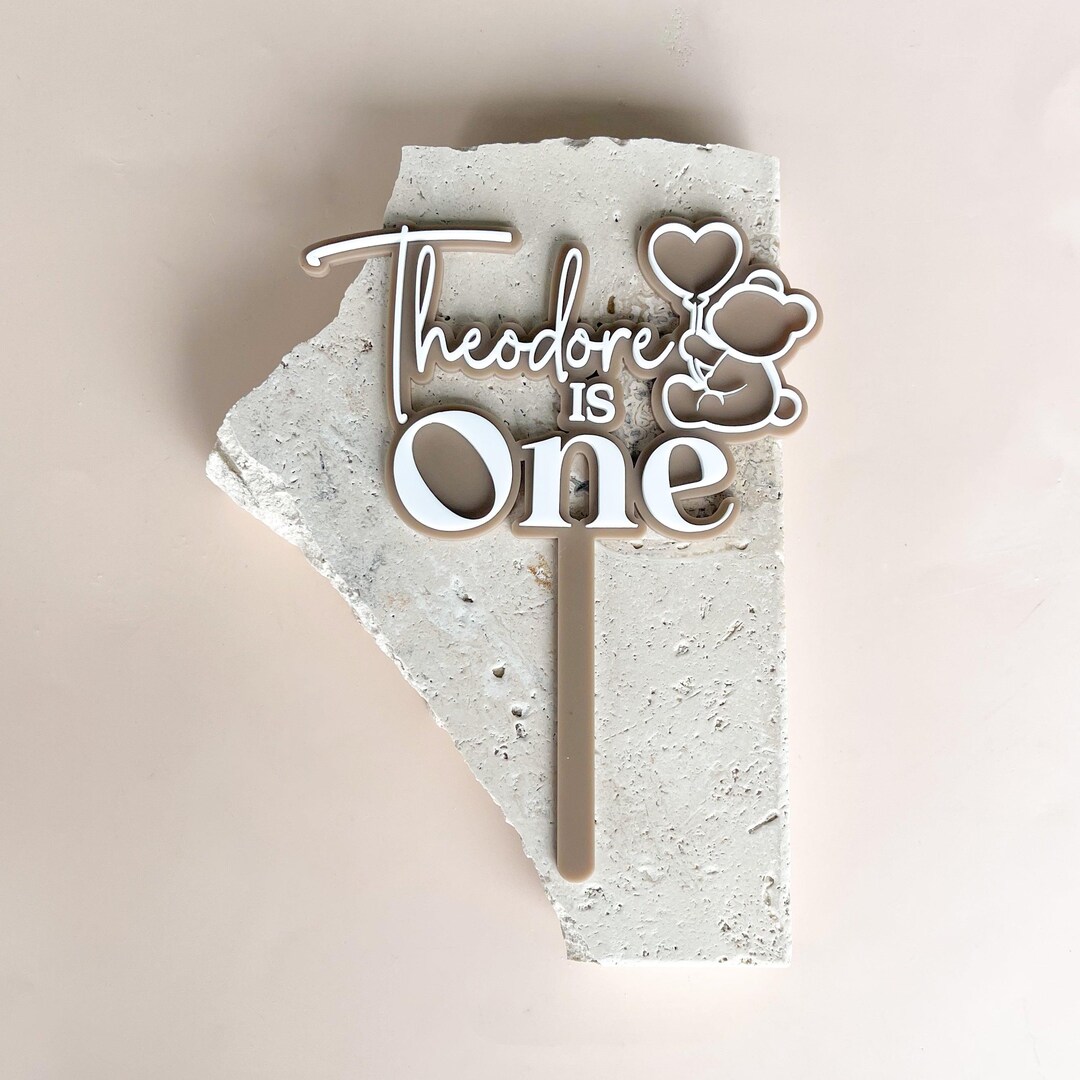 Teddy Bear Personalised Cake Topper, First Birthday, Cake Topper, Cake ...