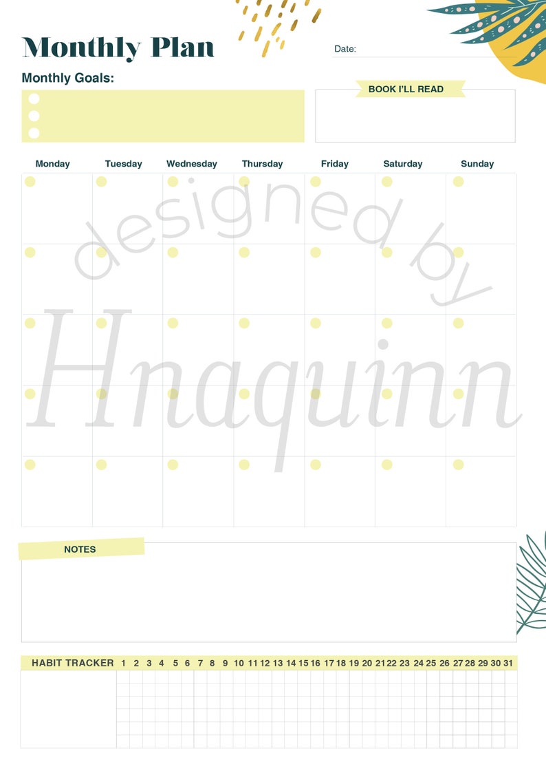 Tropical Digital Planner Template Digital Planner Template Daily ...