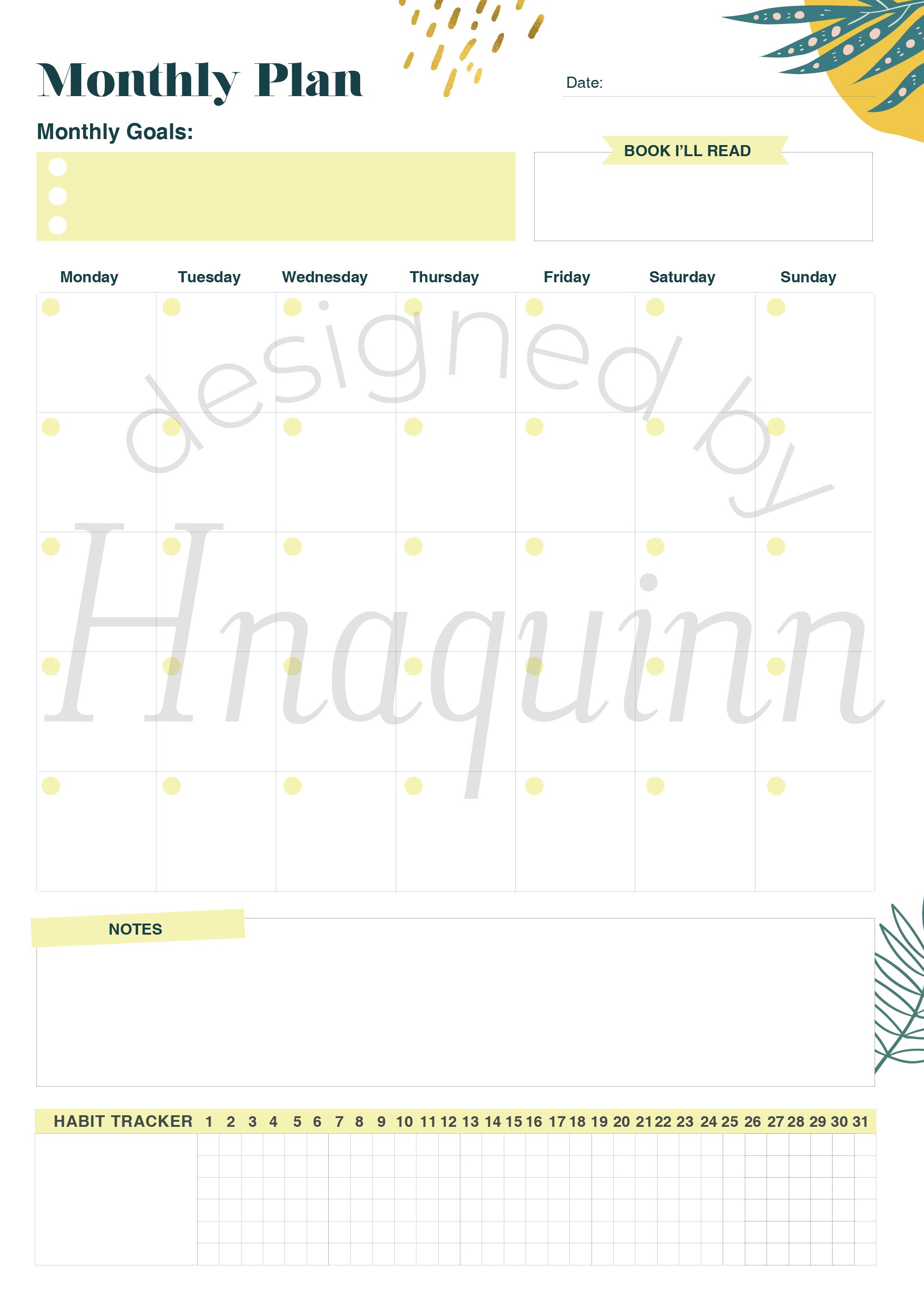 Tropical Digital Planner Template Digital Planner Template Daily ...