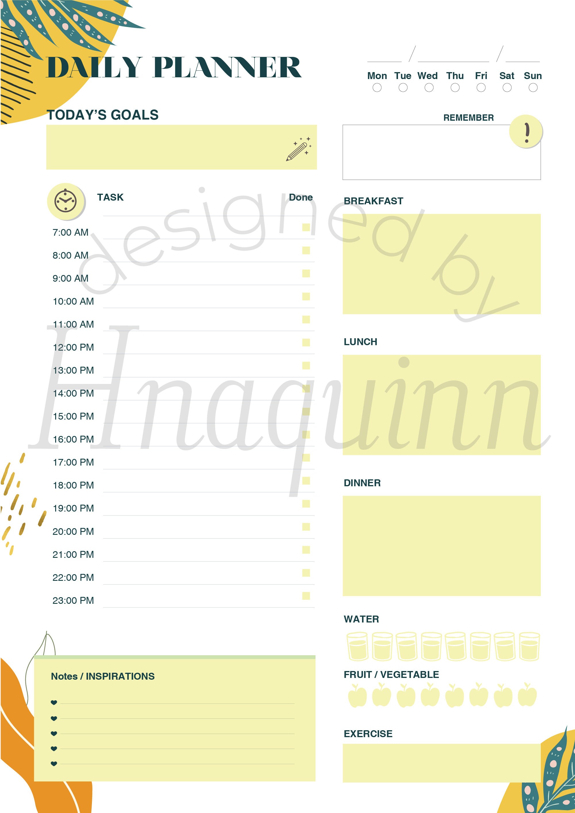 Tropical Digital Planner Template Digital Planner Template Daily ...