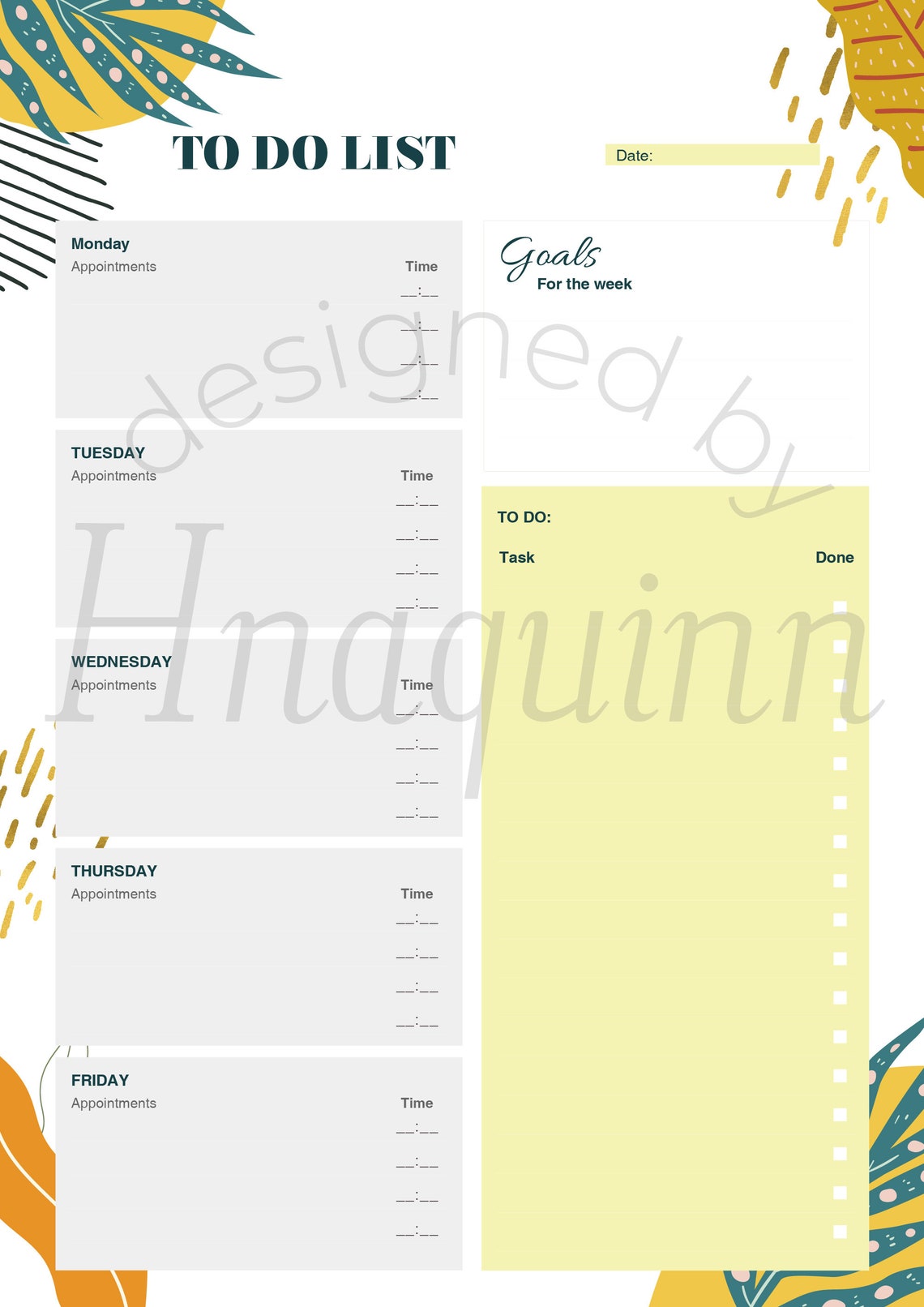 Tropical Digital Planner Template Digital Planner Template Daily ...