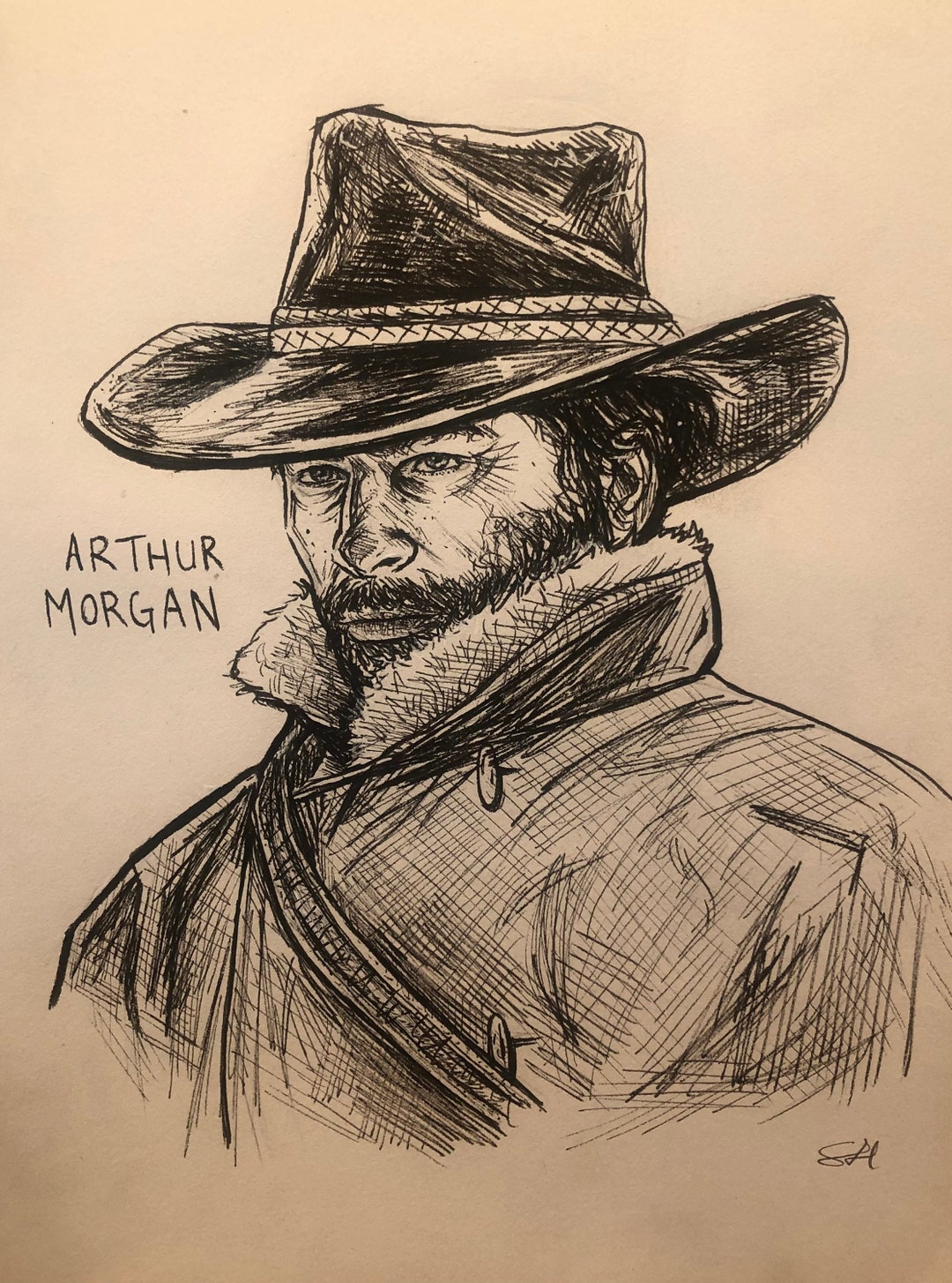 Arthur Morgan RDR2 Ink Drawing - Etsy Canada