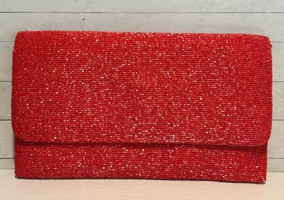 Moyna Orange Orange Hand Beaded Clutch - Gem