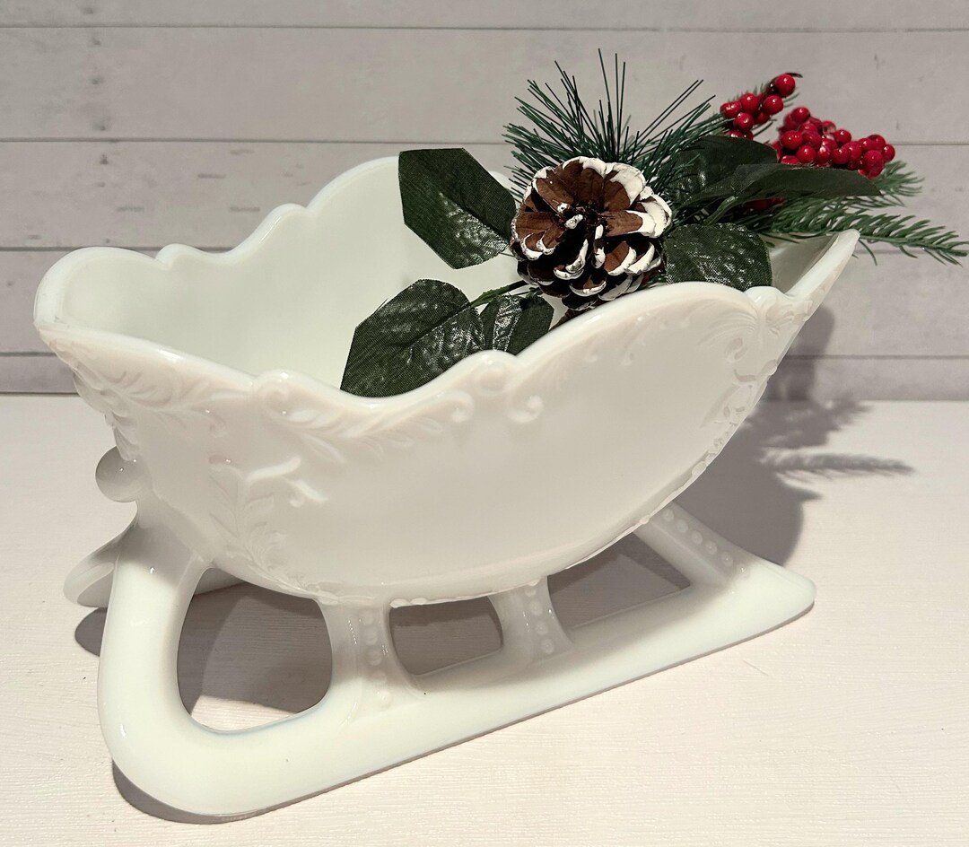 Vintage Westmoreland Large Milk Glass Sleigh - Etsy