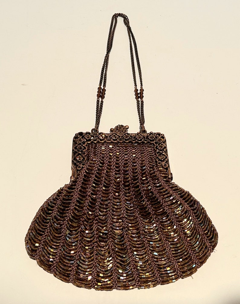 Vintage Clara Kasavina Copper Beaded Rhinestone Evening Purse - Etsy