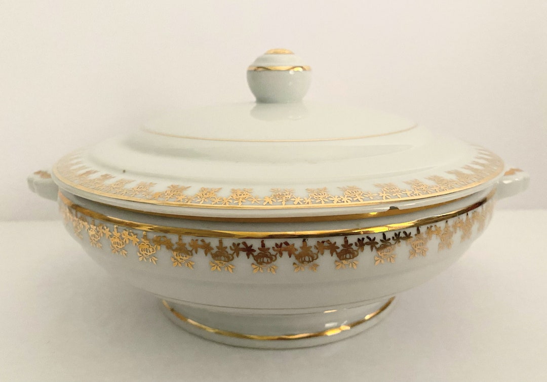 Vintage D.r.b. (descotte Reboisson Baranger) White Gold Florals ...