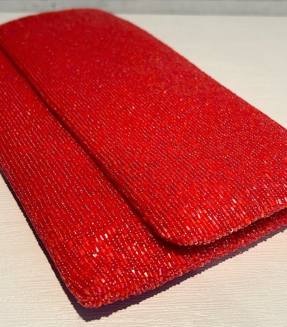 Moyna Orange Orange Hand Beaded Clutch - Gem