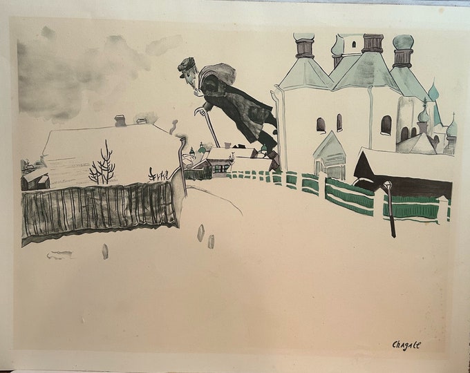 Vintage Marc Chagall “over Vitebsk” Color Collotype Paper Print - Etsy