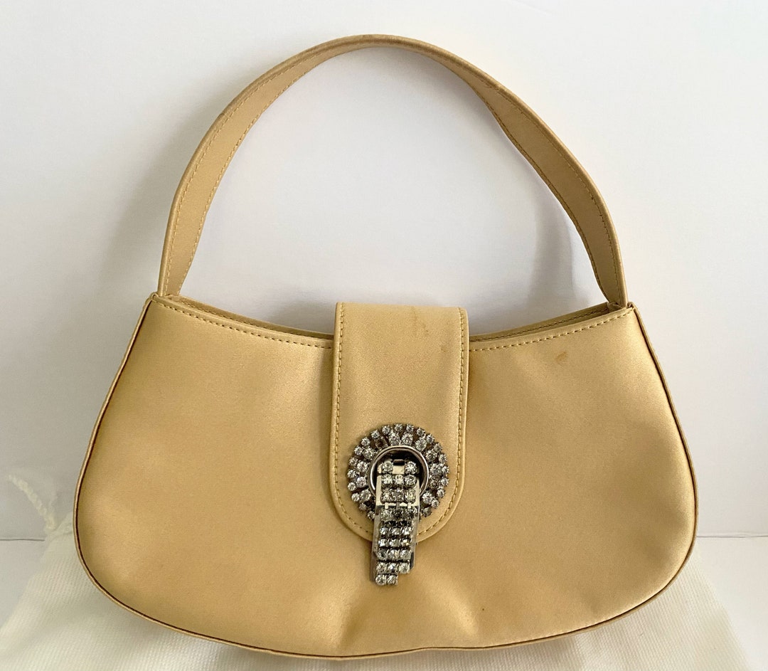 Vintage Walter Steiger Yellow Satin Rhinestone Clasp Evening Bag - Etsy