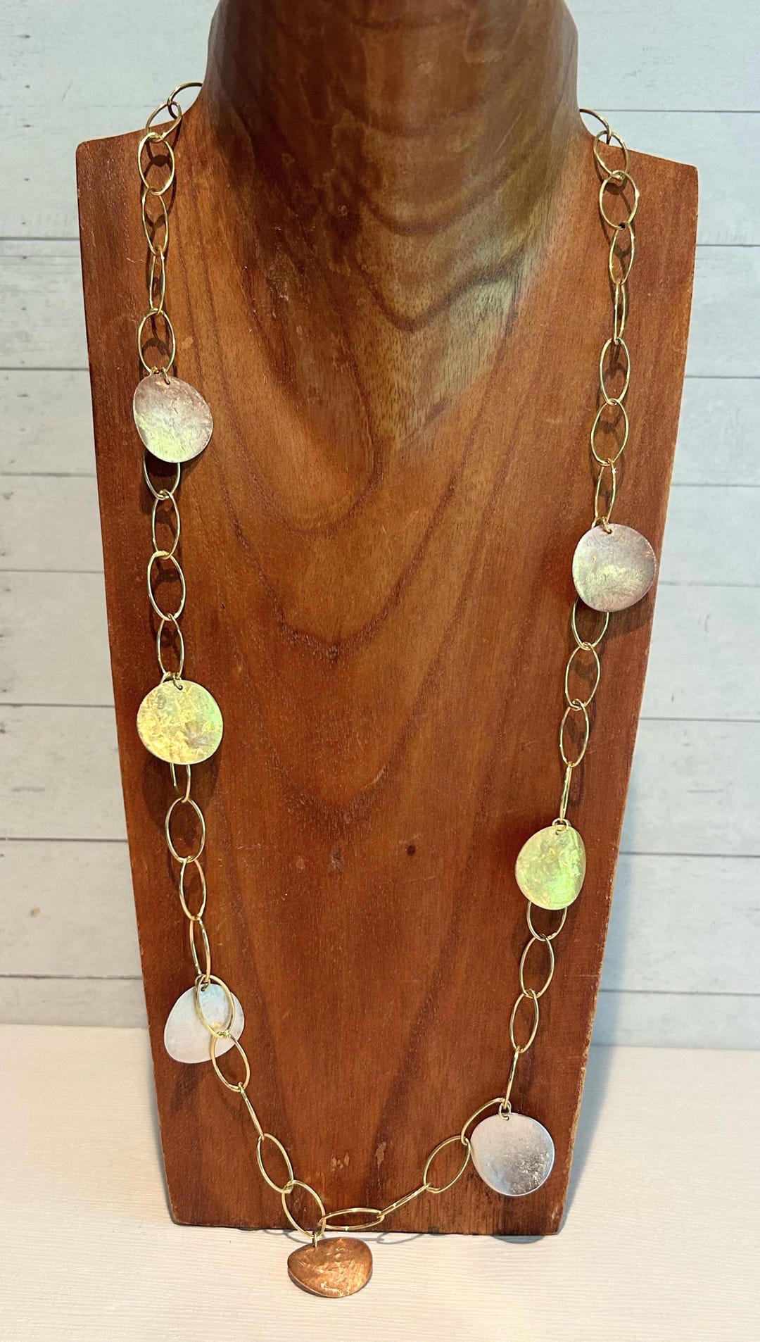 Vintage B&C Artisan Handmade Multi Disc Open Link Necklace - Etsy