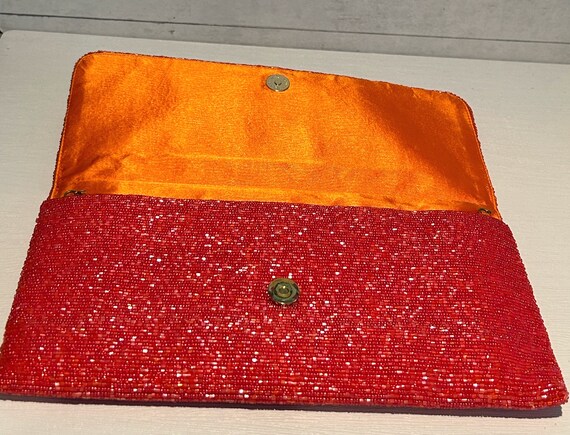 Moyna Orange Orange Hand Beaded Clutch - Gem