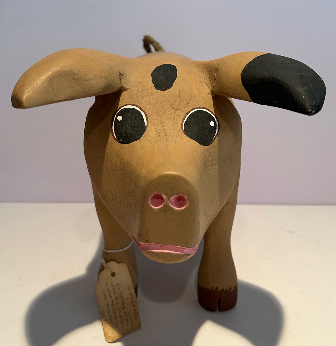 Rare!! Vintage Rory Alvarez Folk Art Cottonwood Pig Large Figure - Etsy