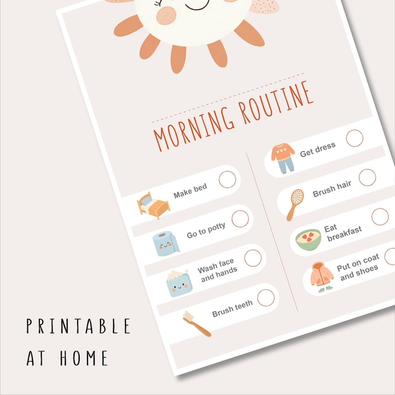 Kids Morning Routine Chart. Printable Toddler Checklist, Schedule ...