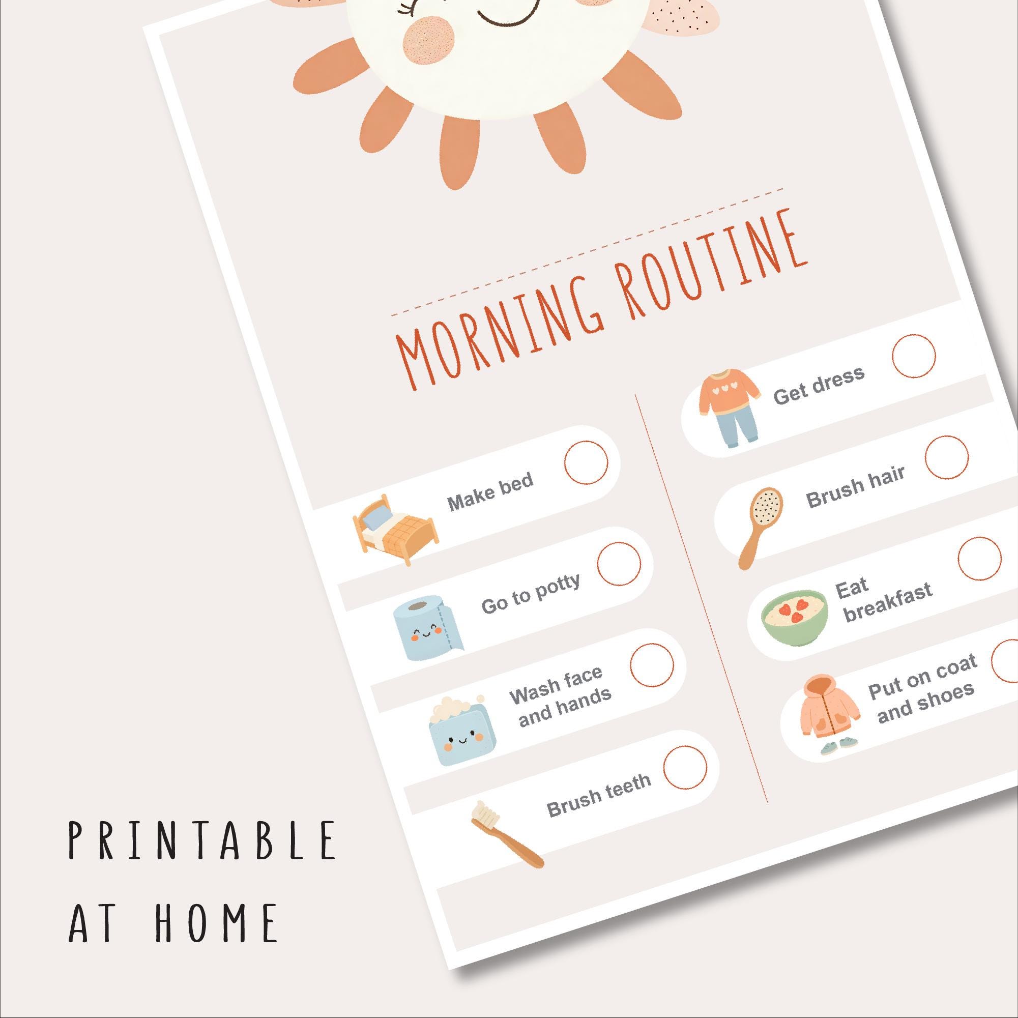 Kids Morning Routine Chart. Printable Toddler Checklist, Schedule ...