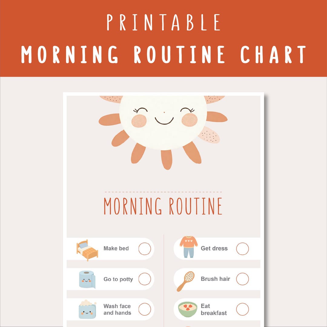 Kids Morning Routine Chart. Printable Toddler Checklist, Schedule ...