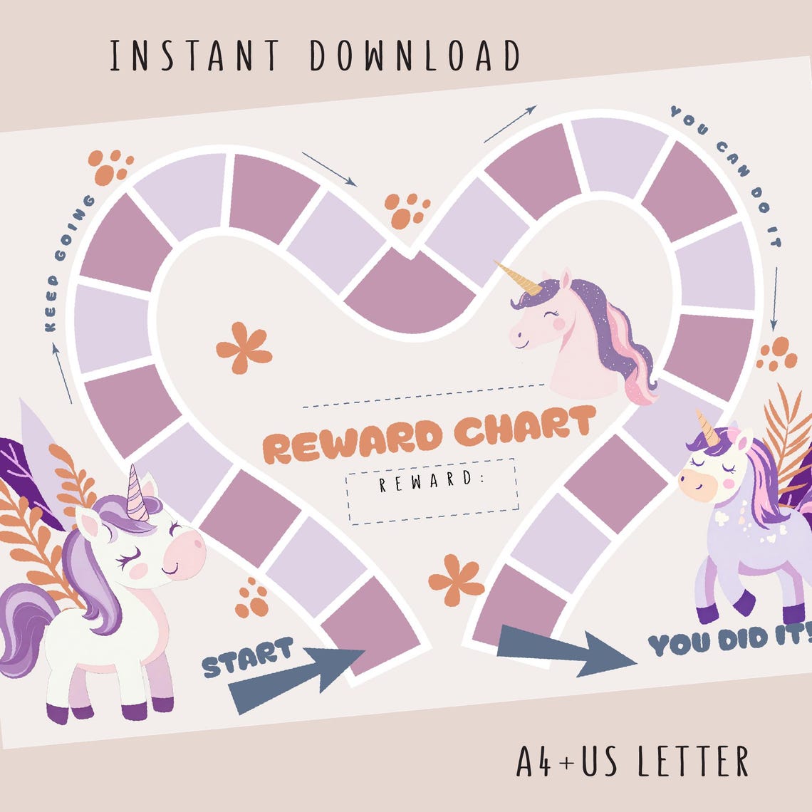Unicorn Reward Chart for Girls: Printable Behavior Training (digital ...