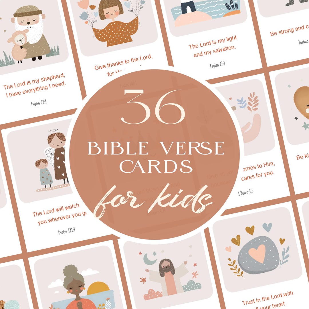 36 Printable Bible Verse Cards for Kids: Christian Scripture Study (PDF ...
