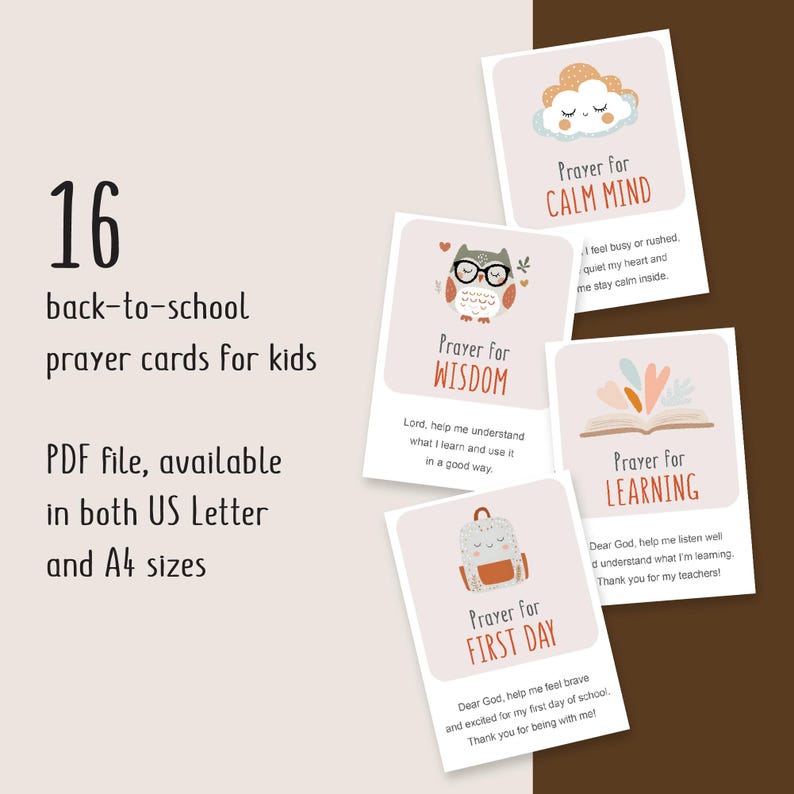 16 Printable Back-to-school Prayer Cards: Christian Kids Lunchbox Notes ...