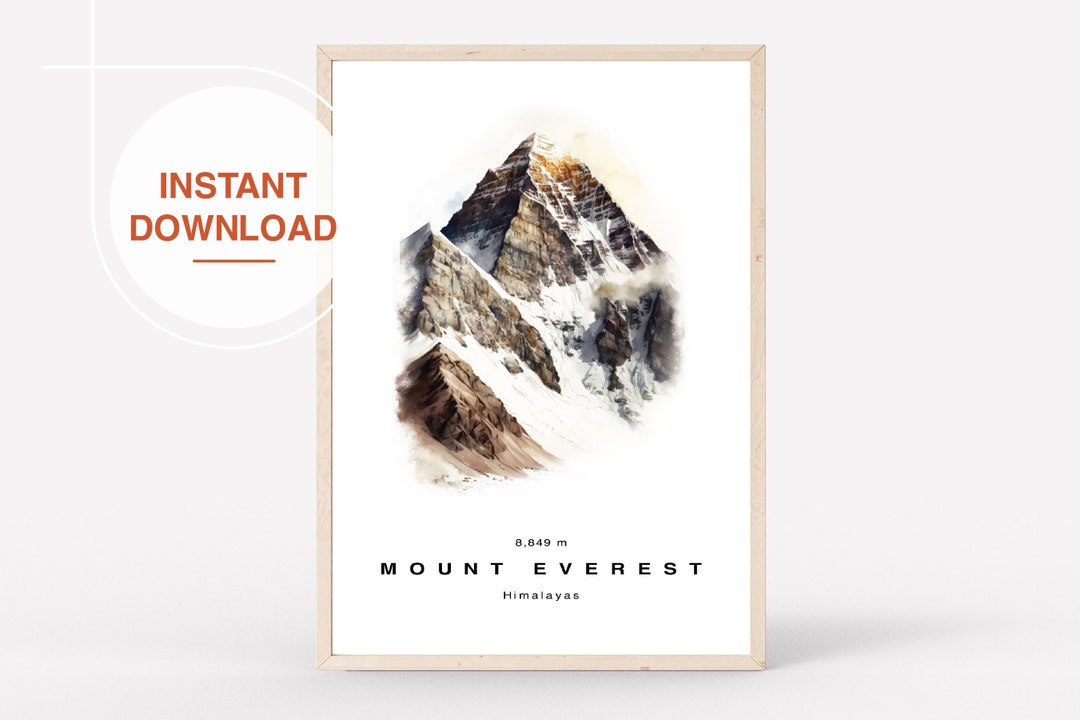 Everest. Digital Download of Mountain in Minimalistic Style. Best Gift ...