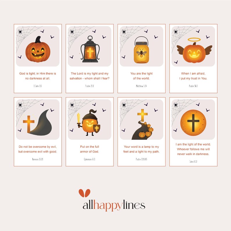 Printable Halloween Bible Verse Cards for Kids: Christian School Gift ...