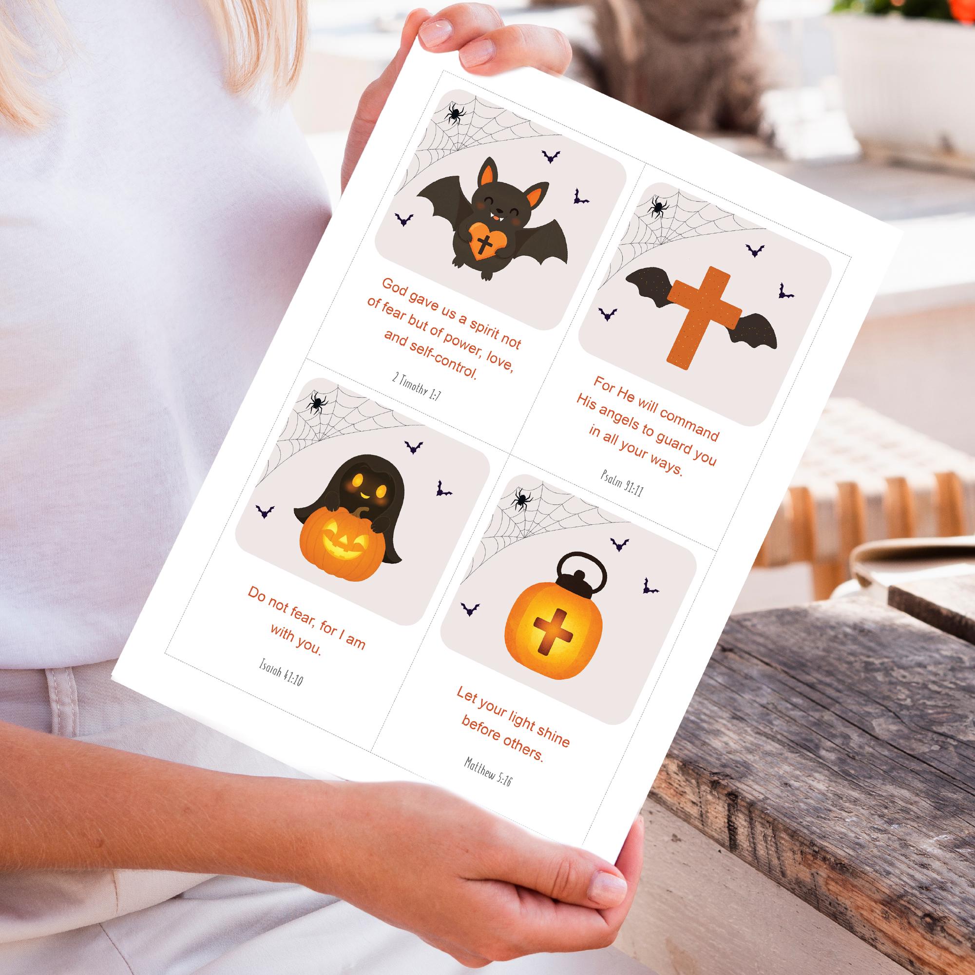 Printable Halloween Bible Verse Cards for Kids: Christian School Gift ...