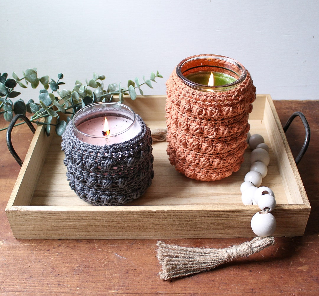 CROCHET PATTERN, Crochet Candle Cozy, Crochet Candle Holder, Mason Jar ...