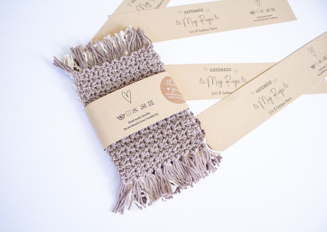 PRINTABLE Mug Rug Wrap Labels Crochet Knit Product Tags - Etsy