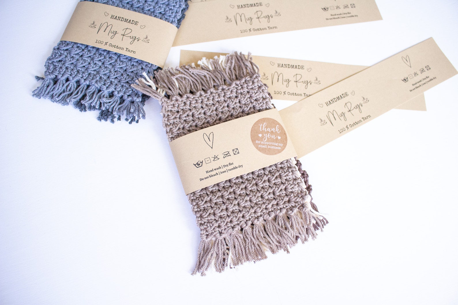 PRINTABLE Mug Rug Wrap Labels Crochet Knit Product Tags - Etsy