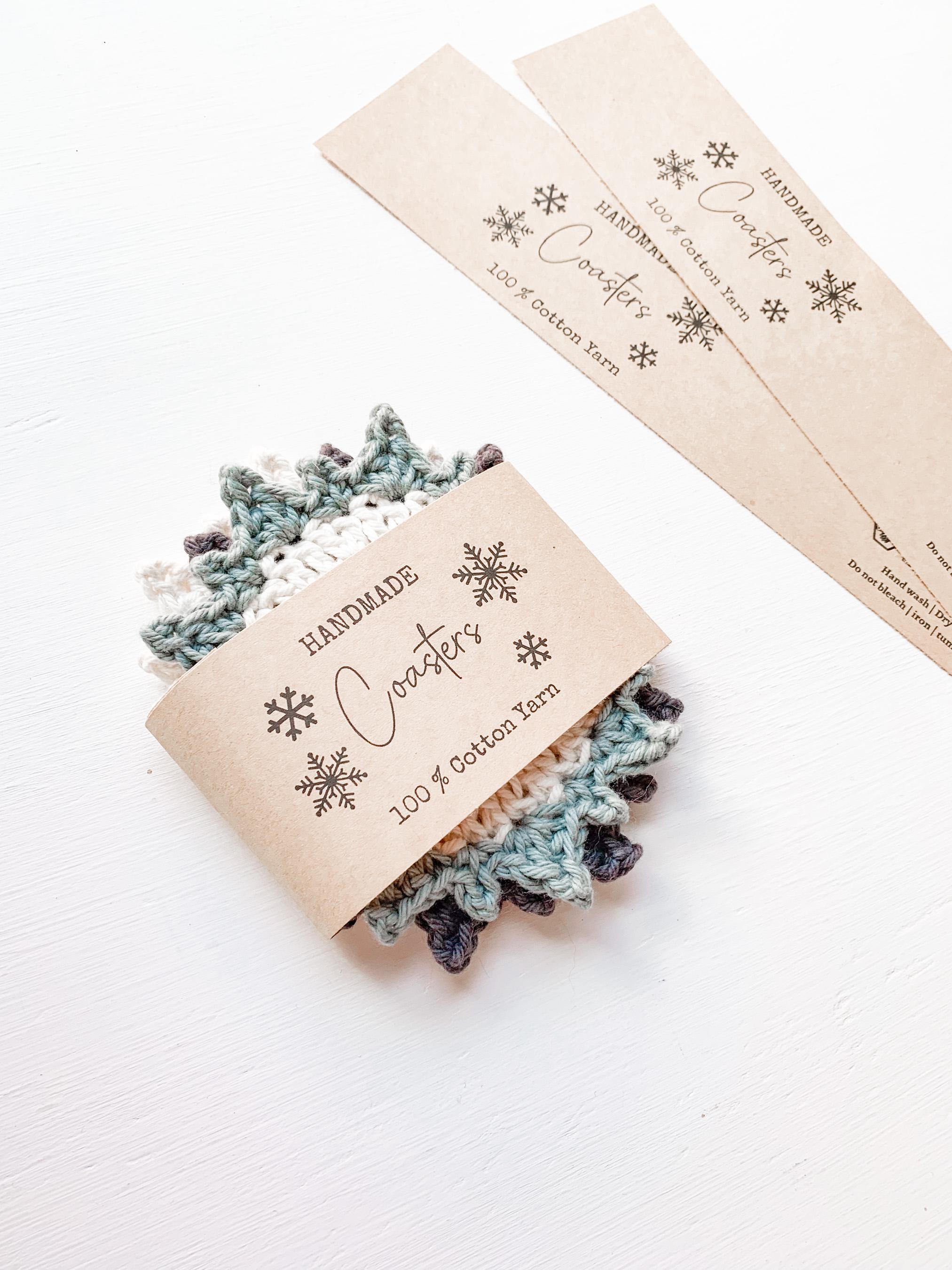 PRINTABLE Snowflake Coaster Labels, Christmas Crochet, Knit Coaster ...