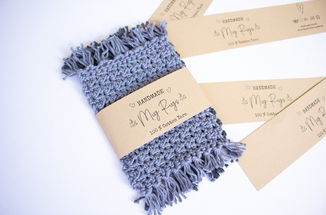 PRINTABLE Mug Rug Wrap Labels Crochet Knit Product Tags - Etsy