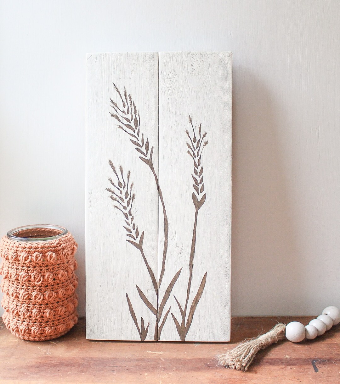 Boho Wheat Grass Wood Sign Pallet Sign Boho Decor Rustic Wood Sign ...
