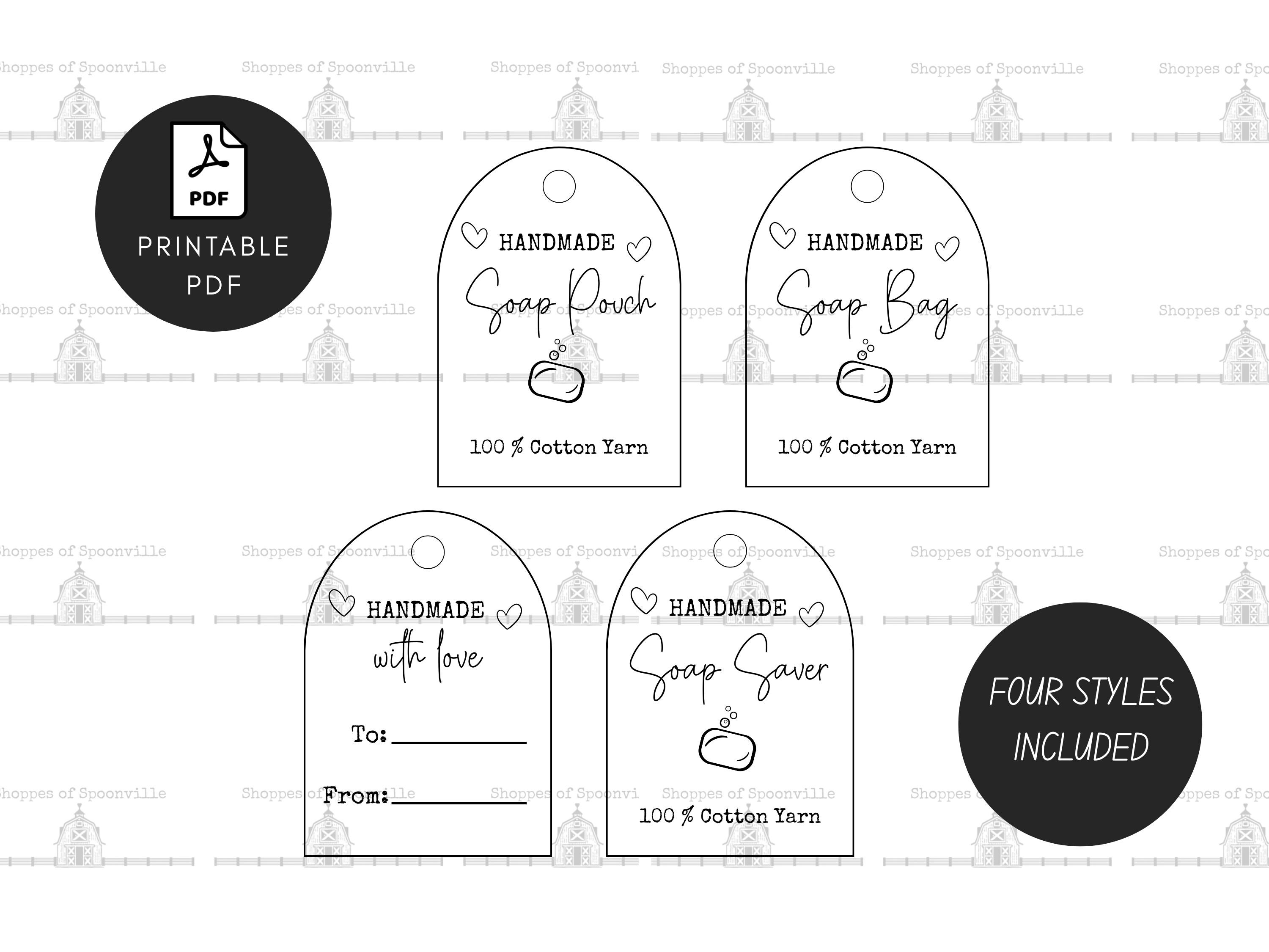 Printable Soap Saver Labels, PDF Download, Tags for Crochet or Knit ...